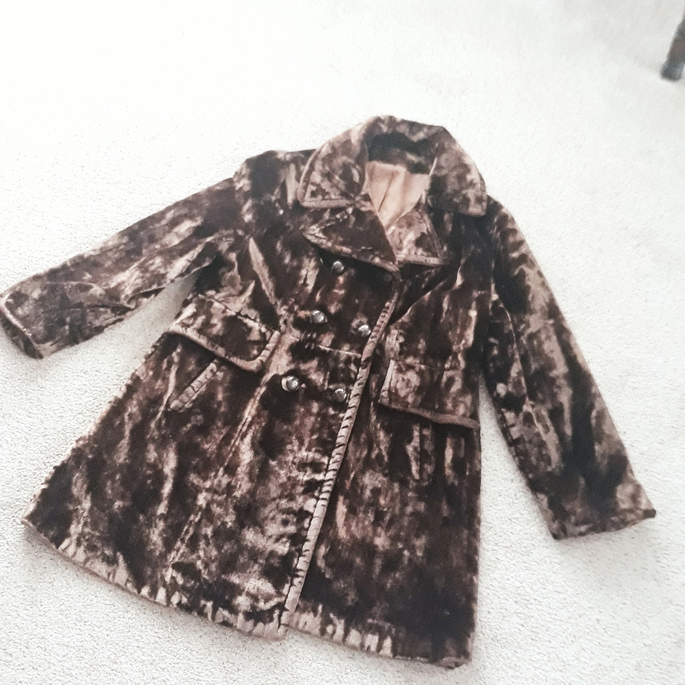 Vintage 60's-70's Brown Velvet Jacket Double Breasted - Gem